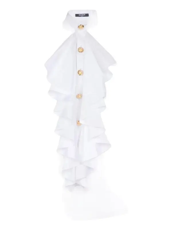 Balmain Ruffled Poplin Shirt - White