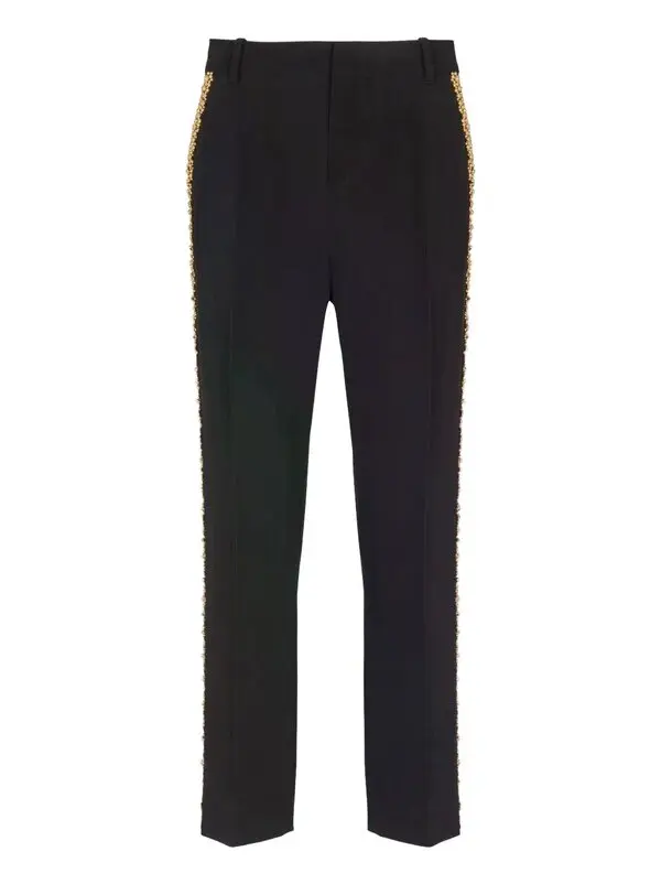 Balmain Embroidered Straight-leg Trousers - Black