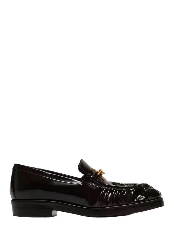 Balmain Glazed Leather Loafers - Black