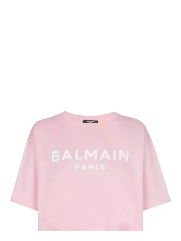 Balmain Logo-print Cropped T-shirt - Pink