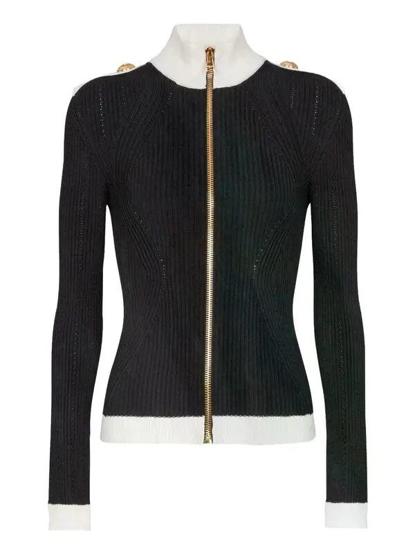 Balmain Ribbed-knit Cardigan - Black