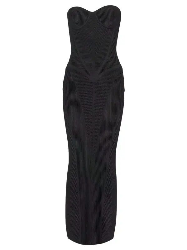 Balmain Strapless Midi Dress - Black