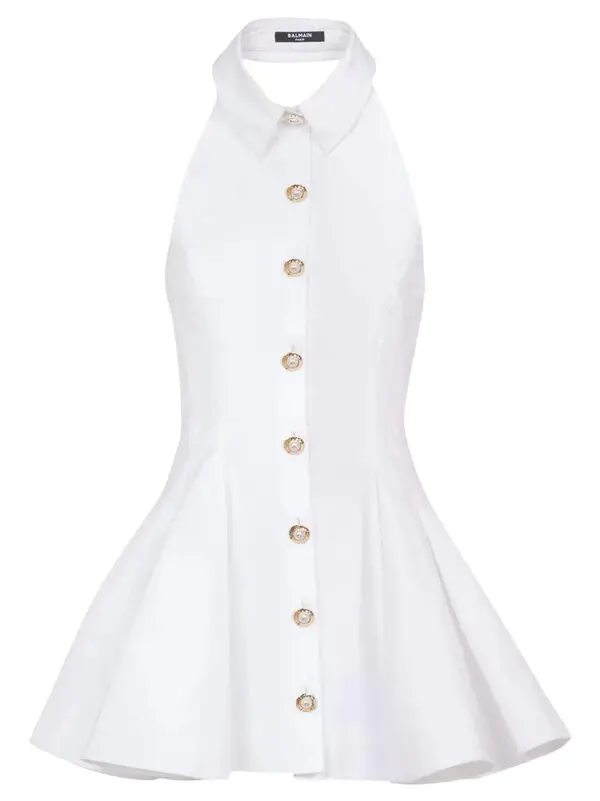 Balmain Poplin Backless Dress - White