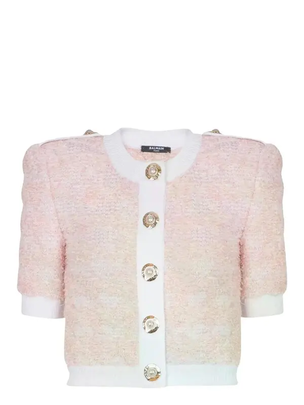 Balmain Cropped Cardigan - Pink