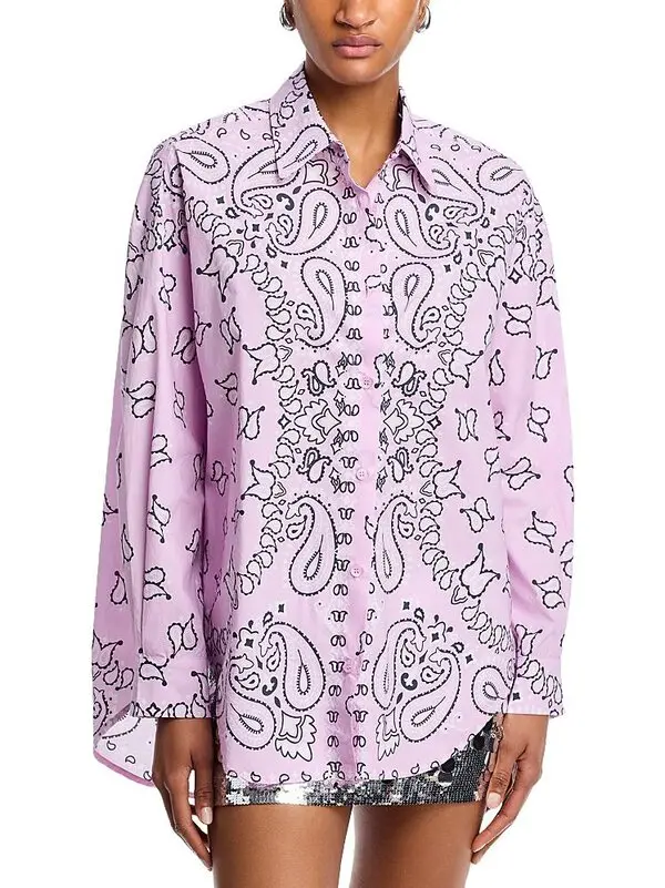 Essentiel Antwerp Oversized Paisley Print Shirt - Pure Pink