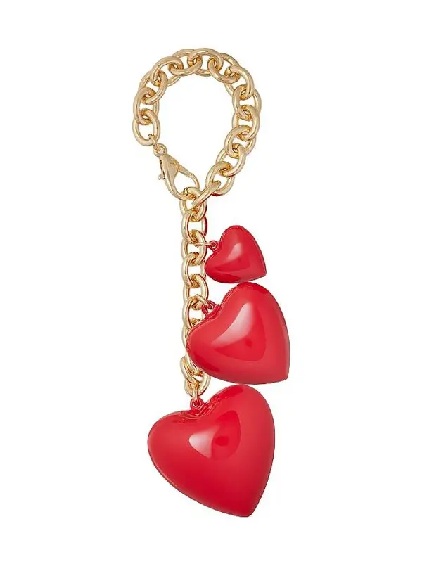 ROXANNE ASSOULIN Puffy Heart Bag Charm - Red/gold
