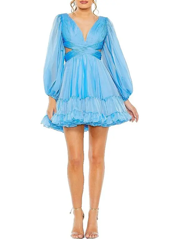 Mac Duggal Chiffon Mini Dress - Blue