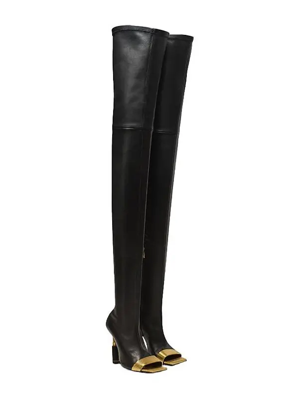 Balmain Lipstick Lambskin Thigh-high Boots - Black
