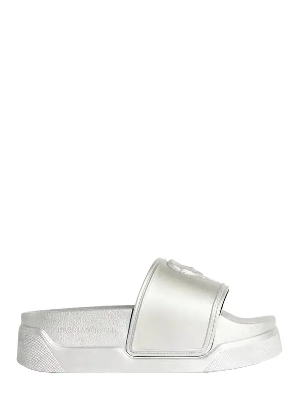Karl Lagerfeld Logo-embossed Slides - Silver