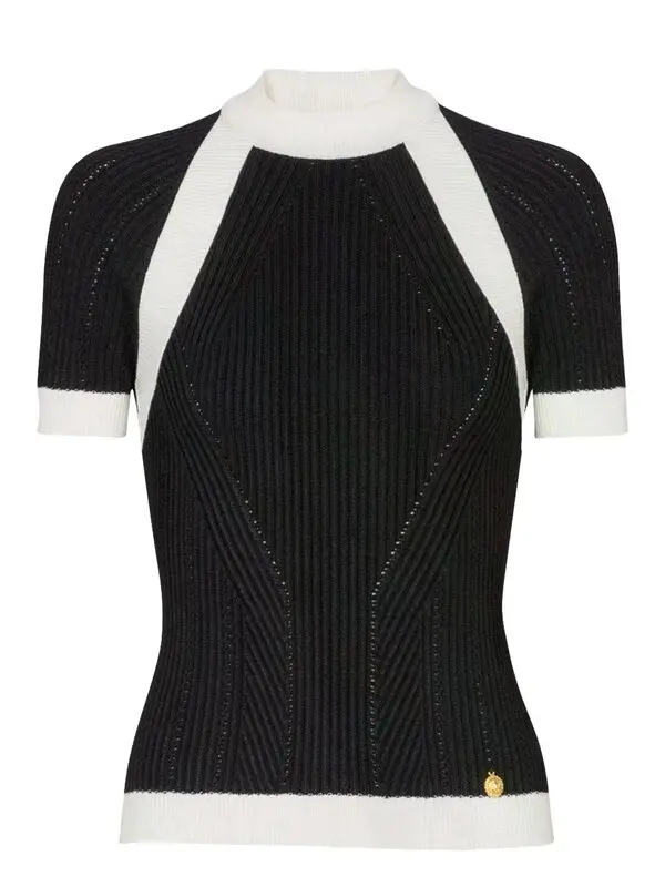 Balmain Short-sleeved Knit Top - Black