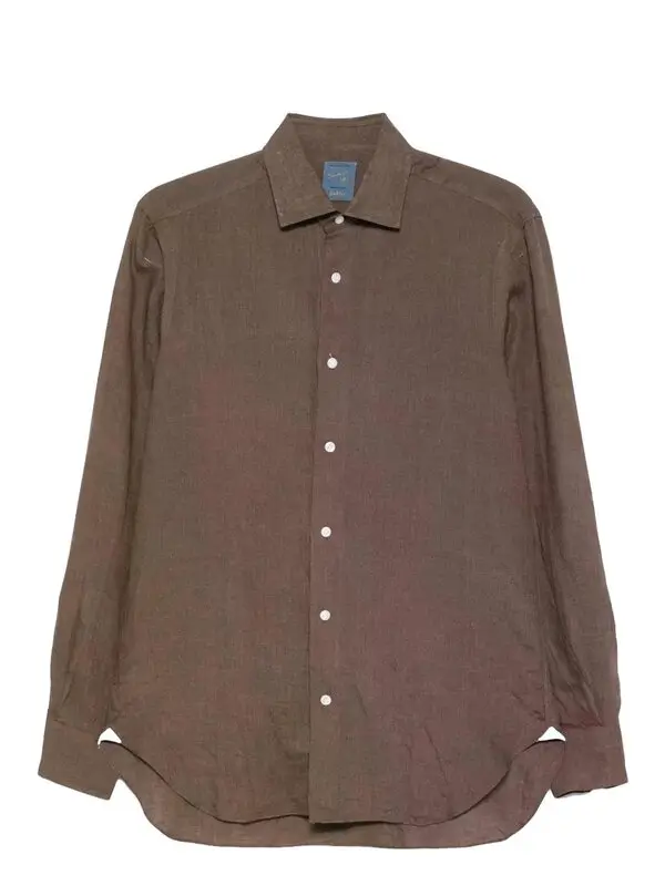 BARBA NAPOLI Linen Shirt - Brown