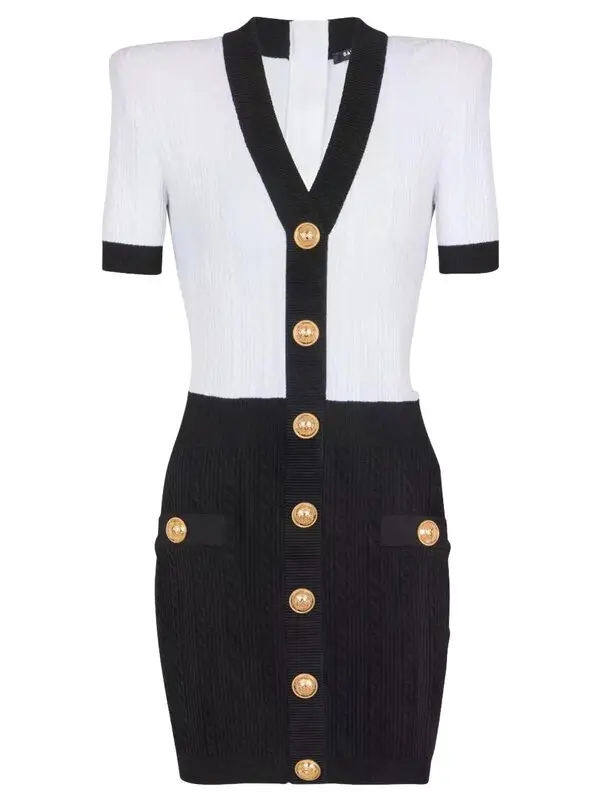 Balmain Cable-knit Bodycon Dress - White