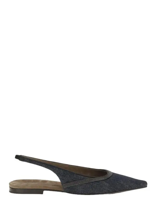 Brunello Cucinelli Denim Slingback Ballerinas - Blue