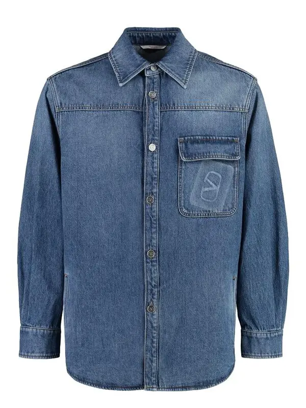 Valentino Garavani Overshirt In Denim - Navy
