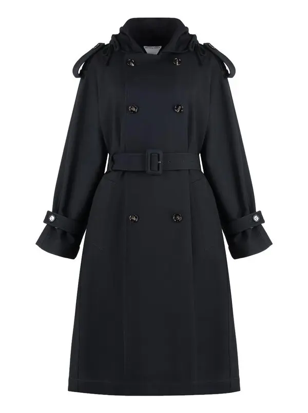 Bottega Veneta Gabardine Trench Coat - Blue