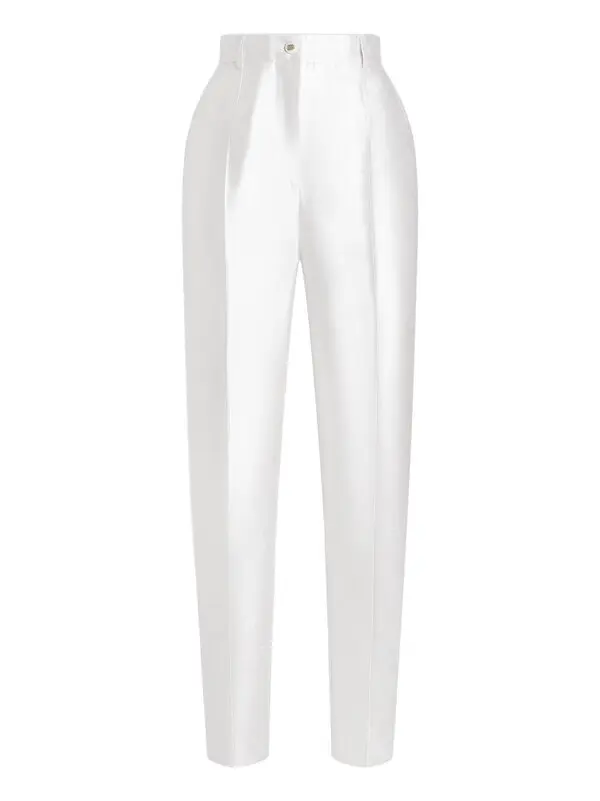 Dolce & Gabbana Silk Cigarette Trousers - White