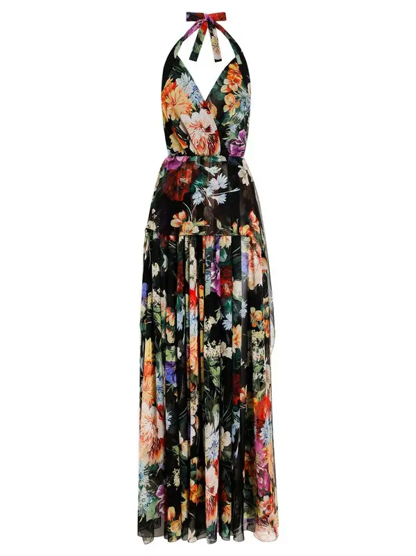 Dolce & Gabbana Floral Long Chiffon Dress - Print