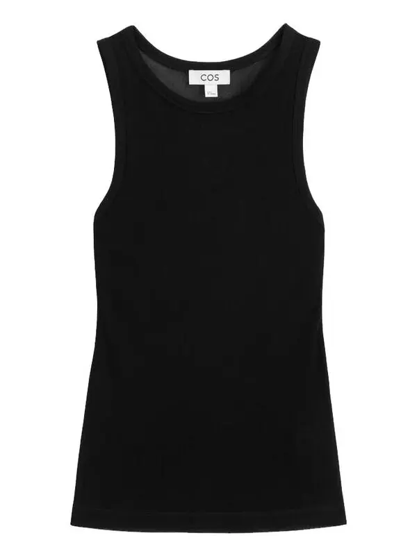Cos Ribbed Mulberry Silk Tank Top - Black