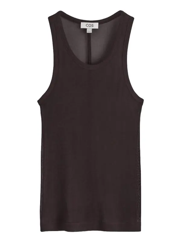 Cos Ribbed Mulberry Silk Tank Top - Brown