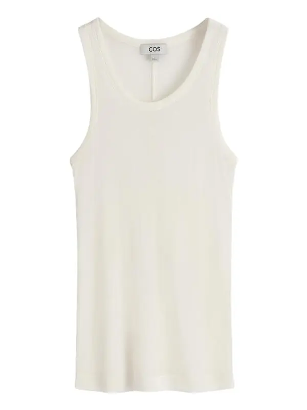 Cos Ribbed Mulberry Silk Tank Top - White