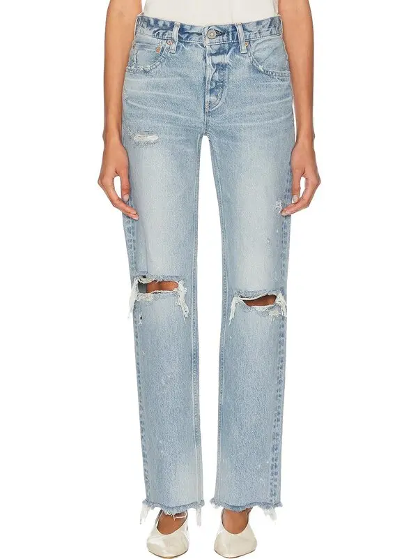 Moussy Vintage Odessa Straight-low Jeans - Light Blue
