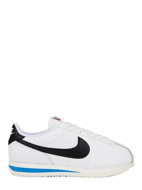 Nike Cortez Leather Sneaker - White  Black  Lt Photo Blue  & Sail