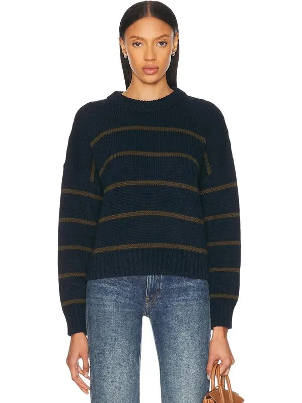 Jenni Kayne Chloe Crewneck Sweater - Navy & Army Stripe