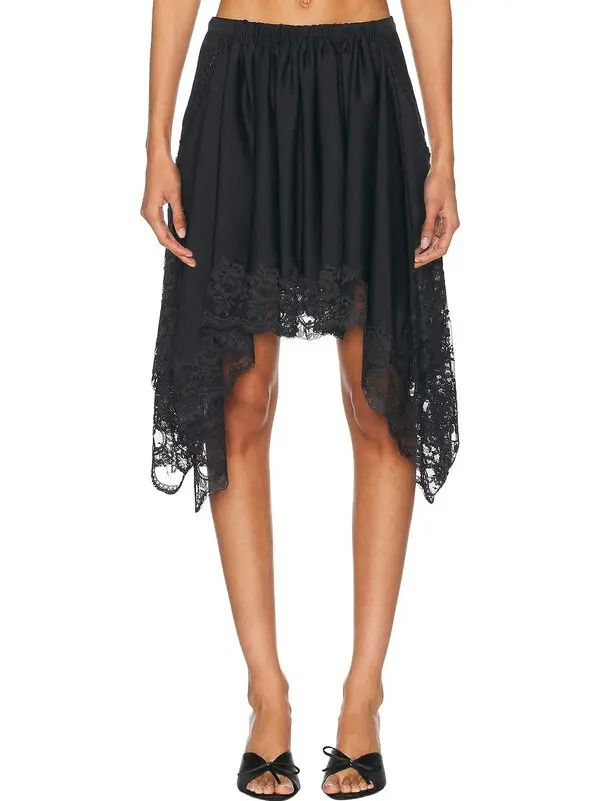 Rabanne Satin Lace Asymmetric Skirt - Black