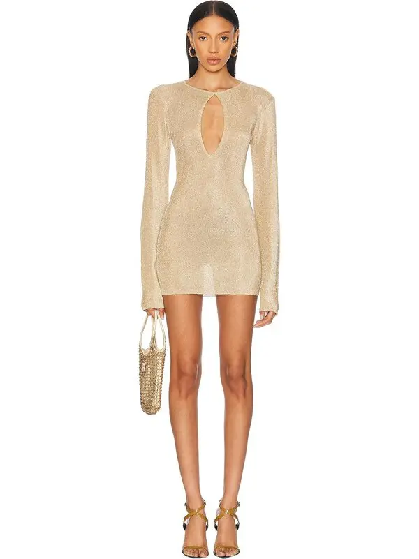 SEROYA Emeri Metallic Mini Dress - Gold