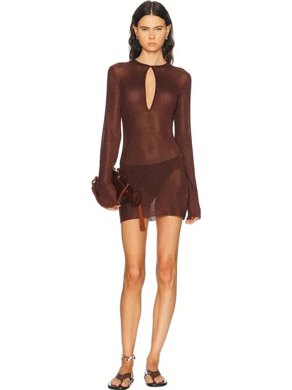 SEROYA Emeri Metallic Mini Dress - Rust