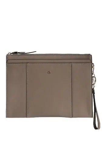 PIQUADRO Handbag In Leather With Brand Logo - Beige