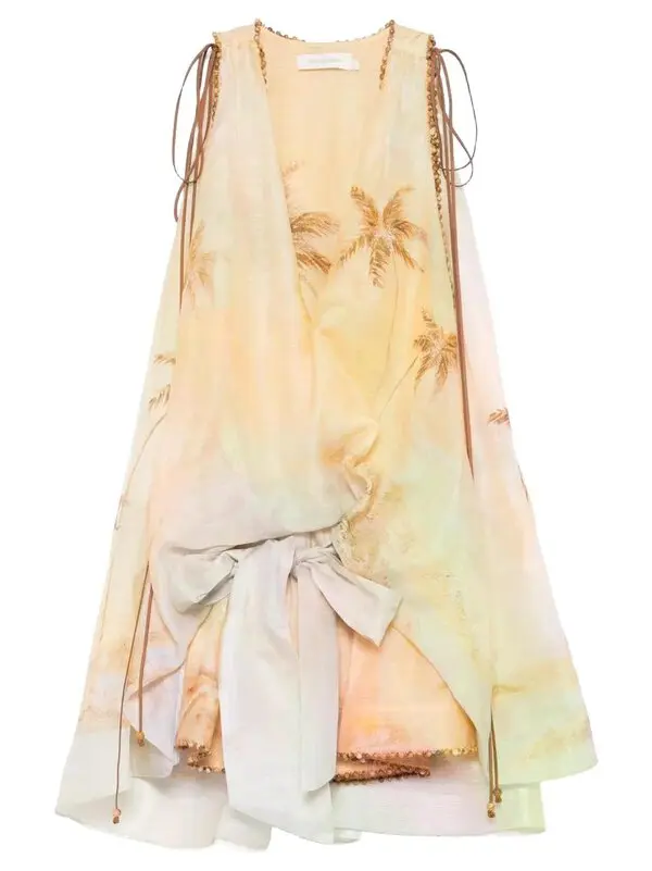 Zimmermann Balance Plunge Mini Dress - Yellow