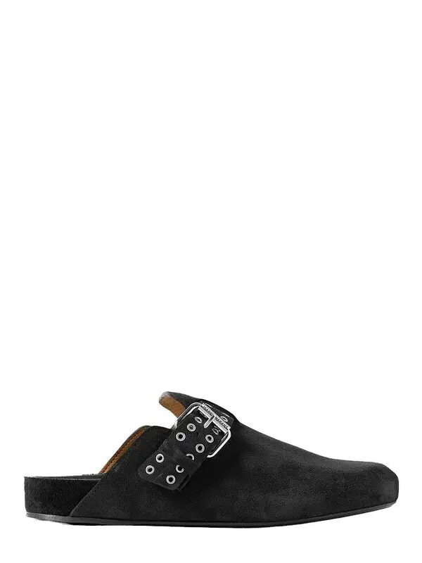 Isabel Marant Mirvin Buckled Suede Slippers - Black
