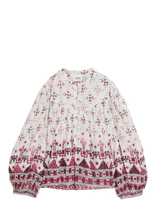 MARANT ETOILE Salika Metallic Printed Blouse - Pastel Pink