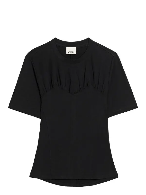 Isabel Marant Zazie Gathered Cotton-jersey T-shirt - Black
