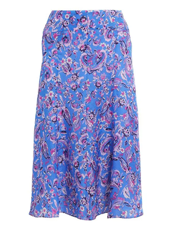 Isabel Marant Prielle Printed Satin-jacquard Midi Skirt - Blue