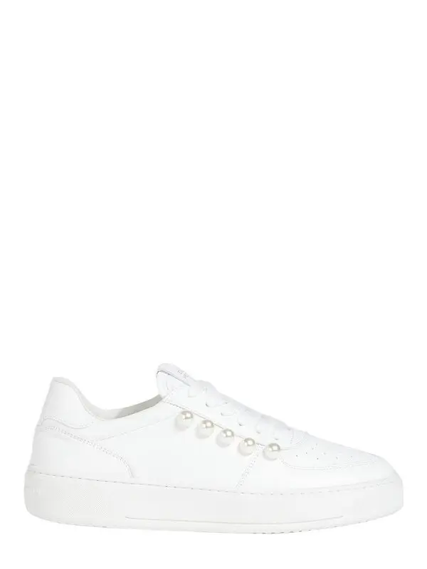 STUART WEITZMAN Courtside Faux Pearl-embellished Sneakers - White