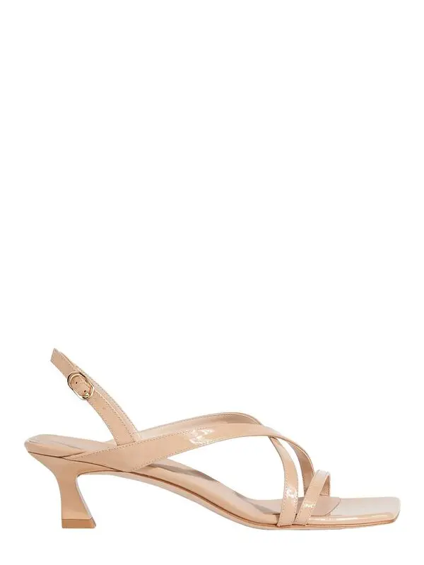 STUART WEITZMAN Oasis 50 Patent-leather Slingback Sandals - Beige