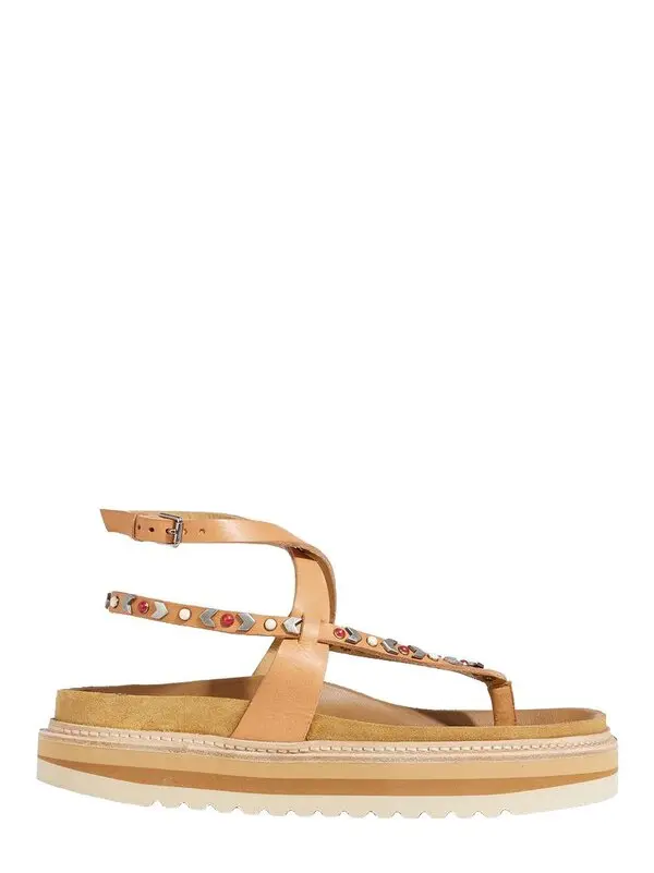 Isabel Marant Elham Studded Leather Sandals - Camel
