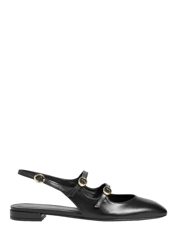 STUART WEITZMAN Benni Leather Slingback Mary Jane Flats - Black