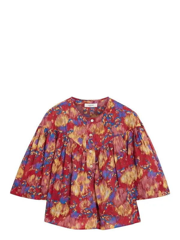 MARANT ETOILE Miranda Printed Cotton-voile Top - Brick