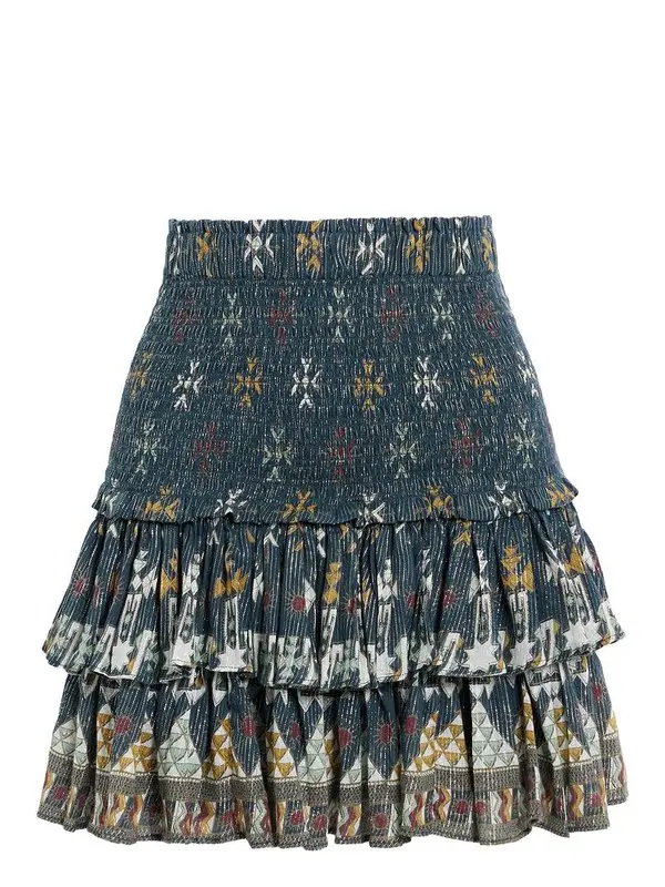 MARANT ETOILE Naomi Ruffled Printed Mini Skirt - Petrol