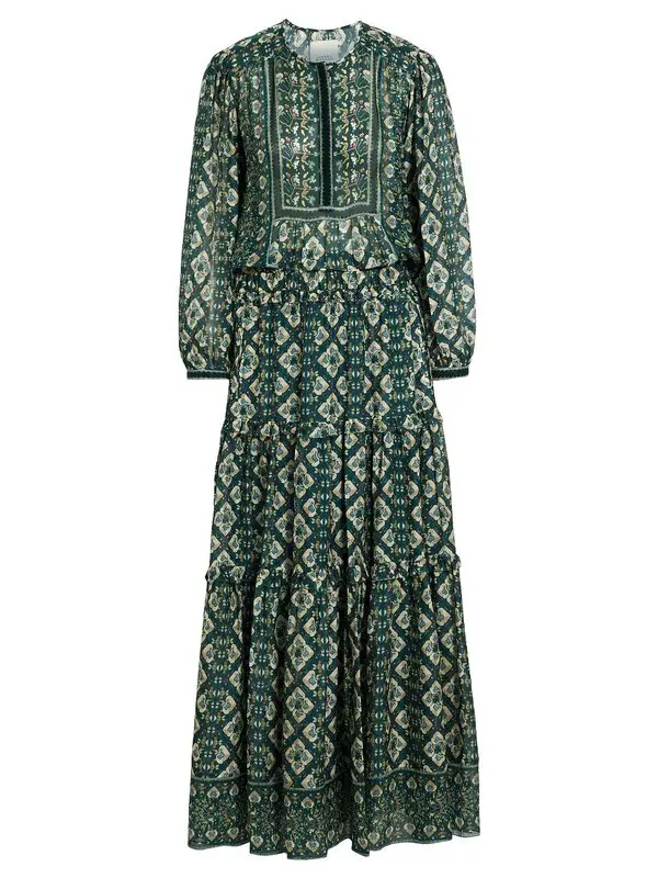Isabel Marant Mafezia Tiered Printed Maxi Dress - Teal