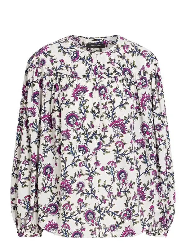 Isabel Marant Brunille Floral-print Stretch-silk Blouse - Fuchsia