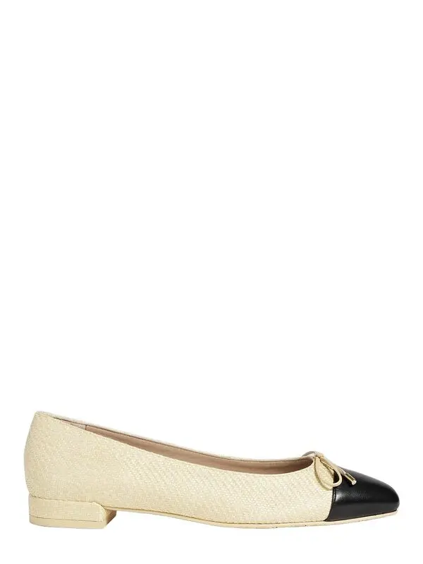STUART WEITZMAN Raffia And Leather Ballet Flats - Cream