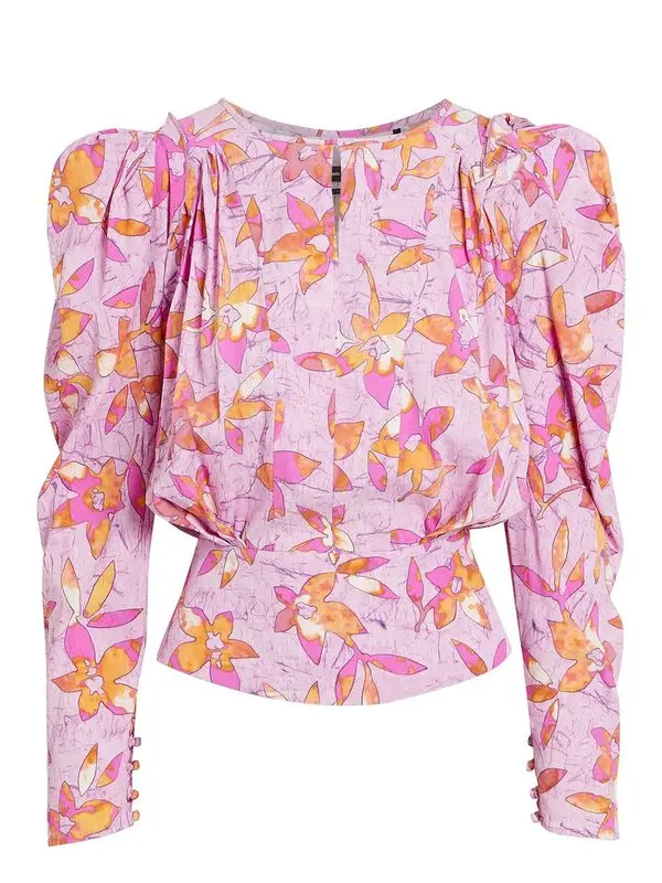 Isabel Marant Zargae Floral-print Jacquard Blouse - Lilac