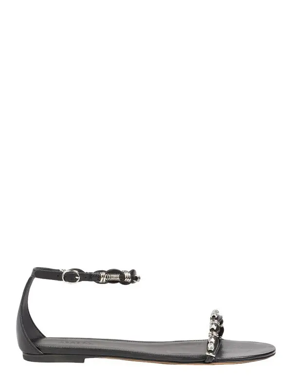 Isabel Marant Bijoux Embellished Leather Sandals - Black