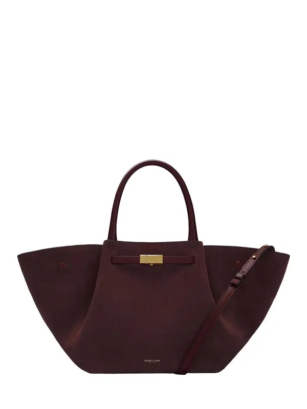 DEMELLIER The New York Satchel - Burgundy Suede & Burgundy Smooth