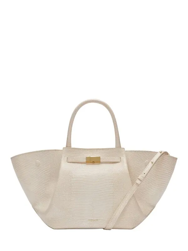 DEMELLIER The New York Satchel - Ecru Lizard-effect