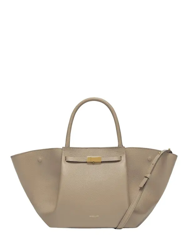 DEMELLIER The New York Satchel - Light Taupe Small Grain